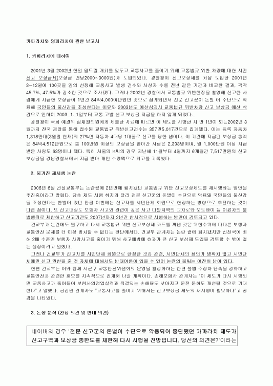카파라치와 영파라치에 관한 보고서