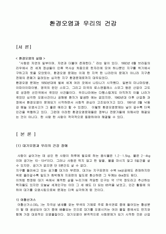 환경오염(여러가지 원인과 결과 피해)