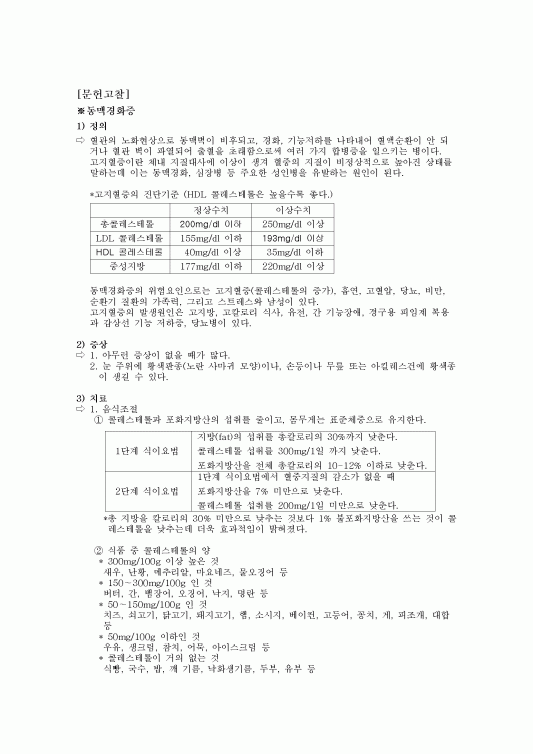 동맥경화증 케이스