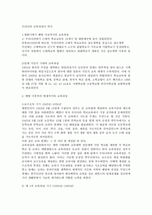 우리나라 교육과정의 역사 [사범/법학]