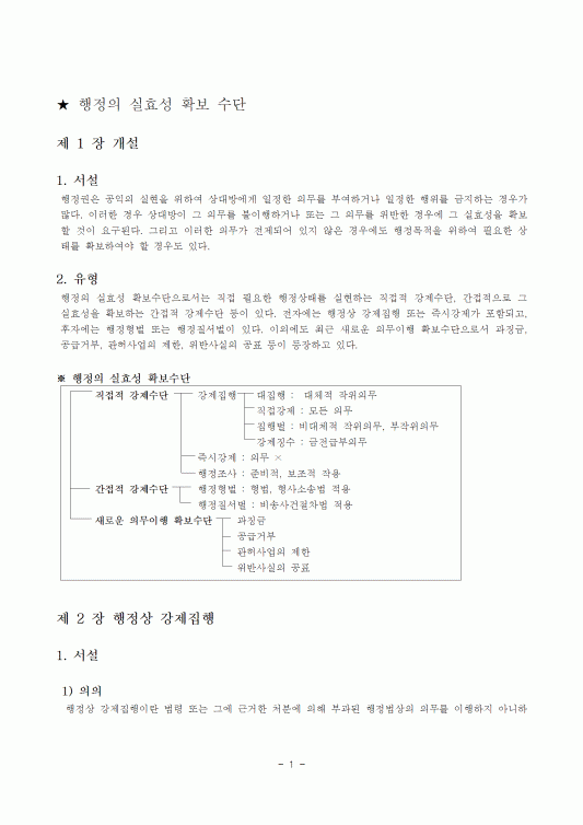 행정의 실효성 확보수단 실효성 의무이행 범의 지방자치단체