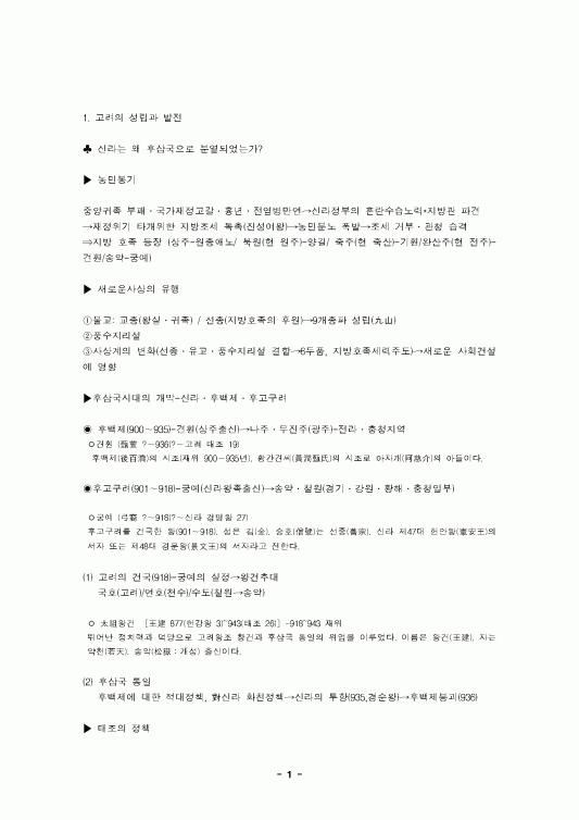 고려의 성립과 발전