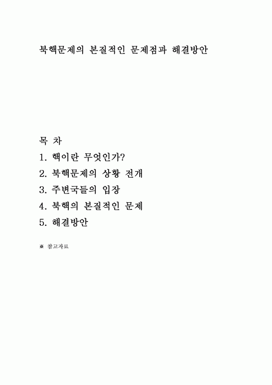 북핵문제의 본질적인 문제점과 해결방안