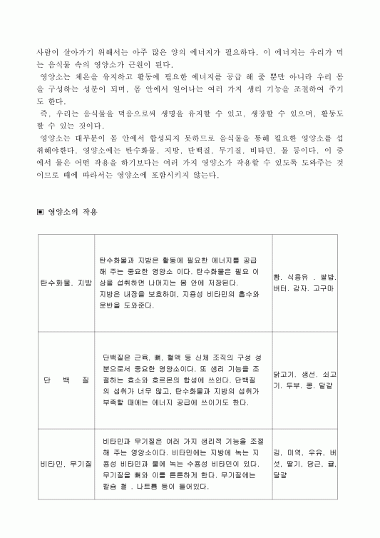 영양의 중요성