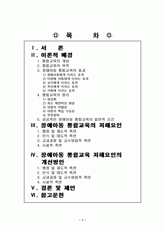 [특수아교육 (완성)] 장애아동의 통합교육의 이론적 배경 및 저해요인과 개선방안에 대한 고찰
