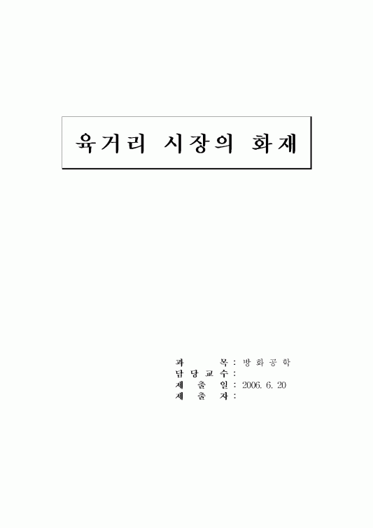육거리 화재 레포트 자료