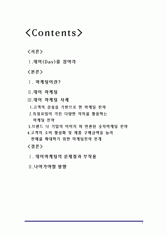 데이마케팅 레포트 자료