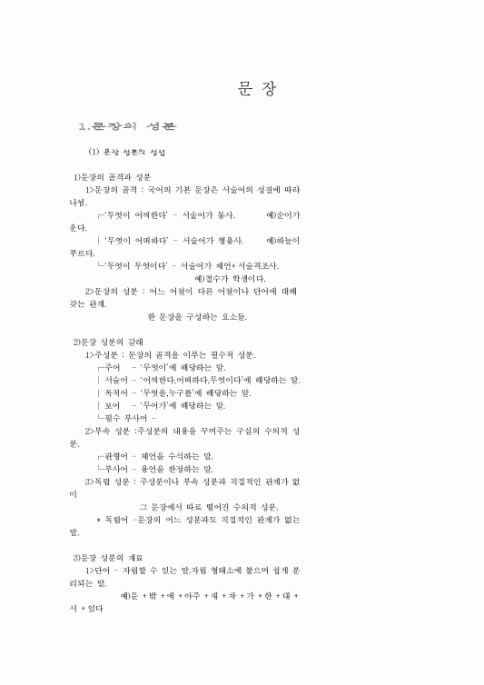 문장성분과 짜임(통사론)