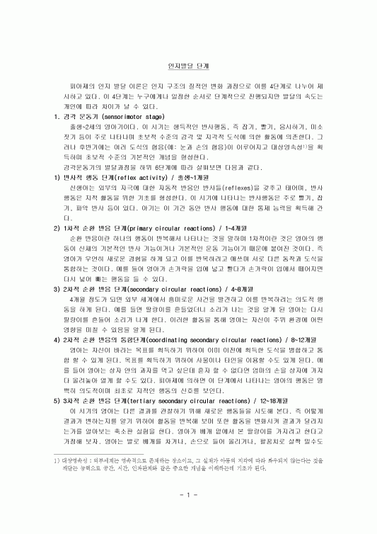 [사회과학] 인지발달단계