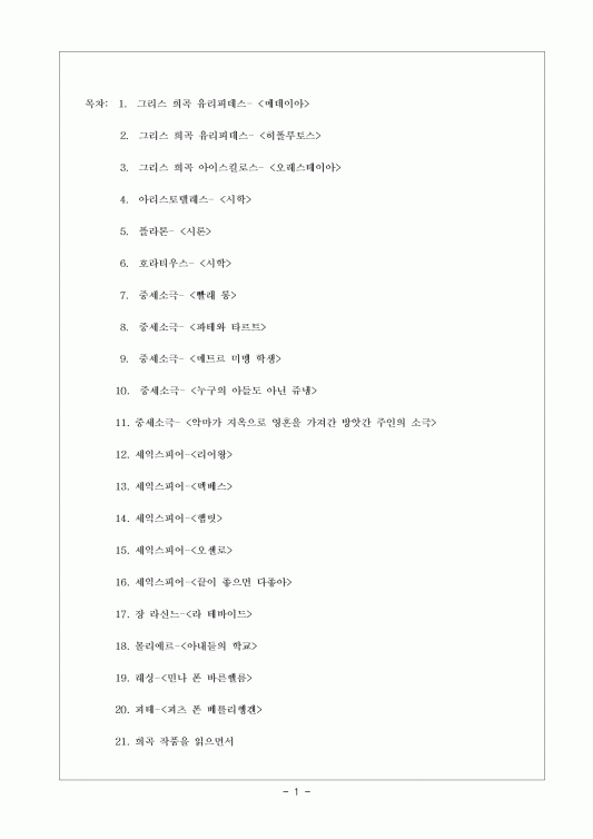 서양 연극사 감상문