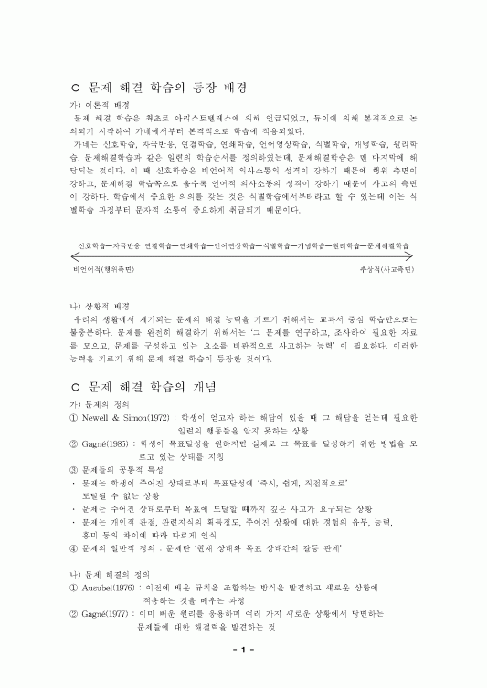 문제해결학습의 이론적 배경