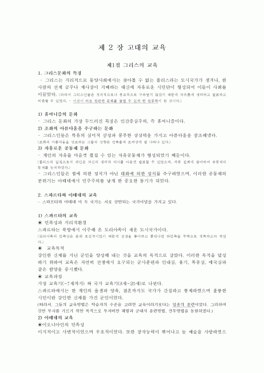 고대의 교육에 대하여 조사하기