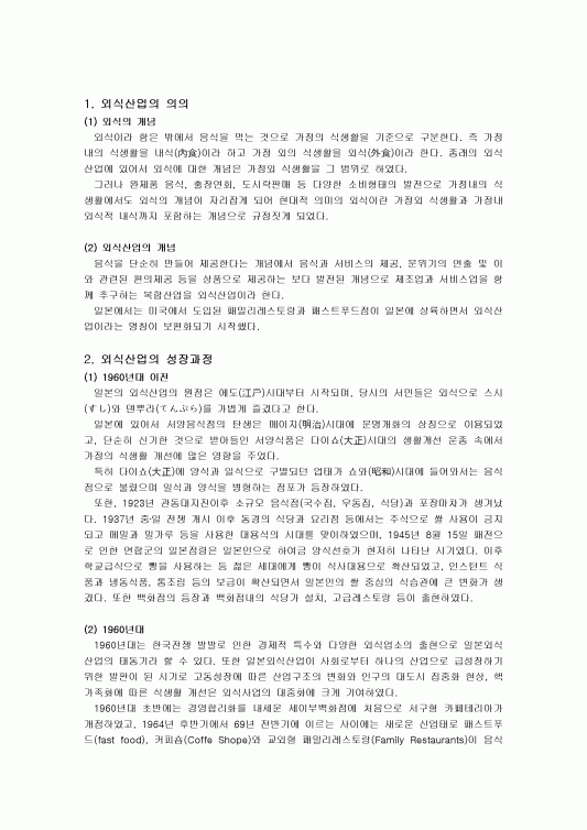 일본의 외식산업 레포트