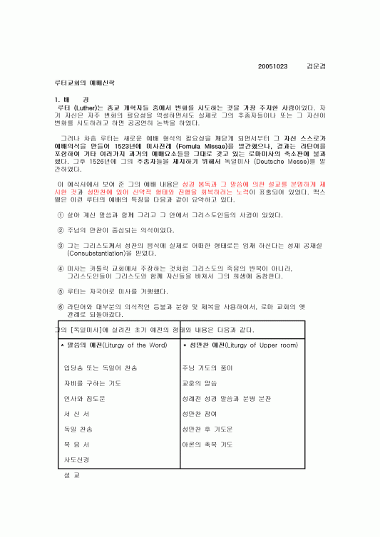 루터교회의 예배신학
