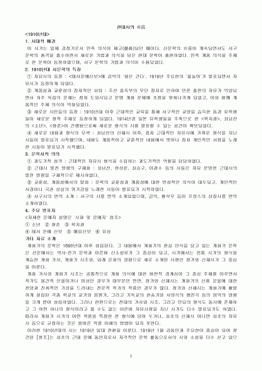 현대시의 흐름