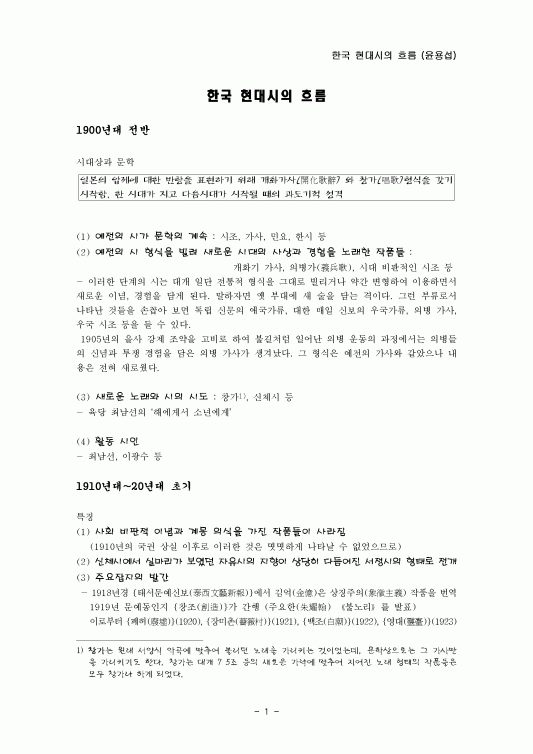 한국 현대 시의 흐름