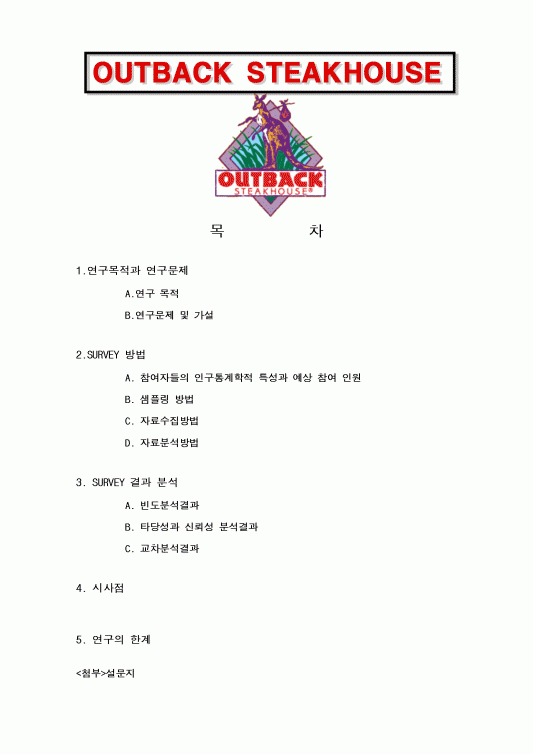 아웃백 (Outback House)의 광고 분석