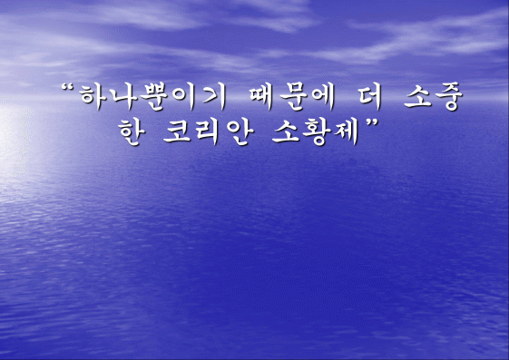 하나뿐이기 때문에 더 소중한 코리안 소황제