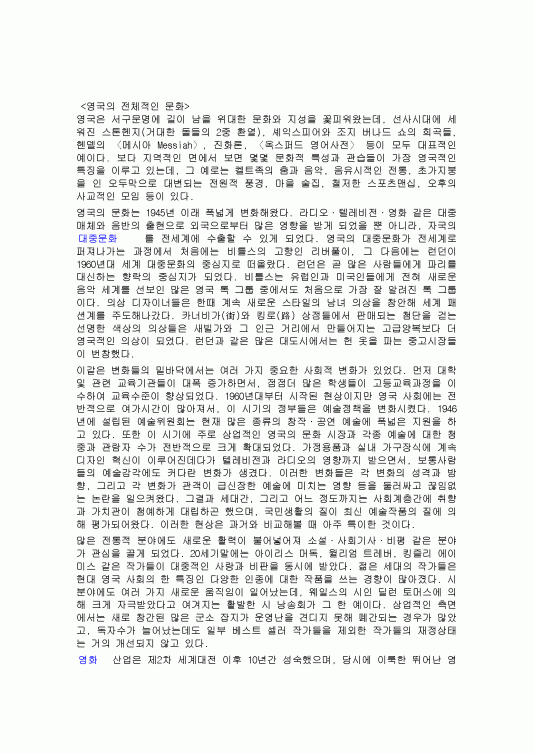 영국의 문화 레포트 자료