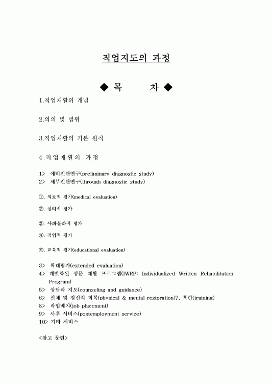 직업지도의 과정