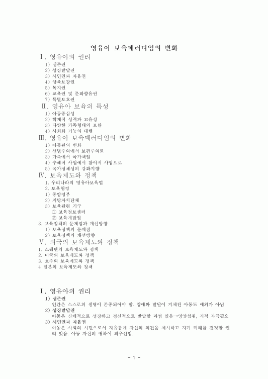 영유아 보육패러다임의 변화