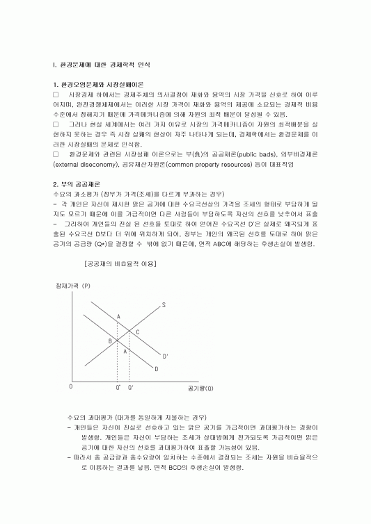 환경문제에 대한 경제학적 인식 및 기타(환경경영)