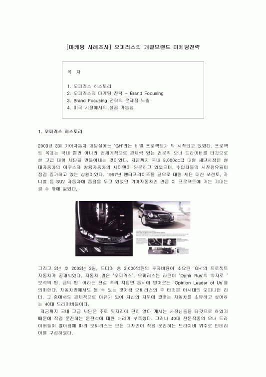 [마케팅조사]오피러스의 브랜드 런칭 마케팅전략-Brand Focusing