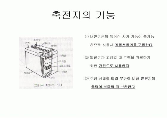 축전지에 대해 전반적인 이해와 축전지의 상태와 용도를 구별할 수 있다.