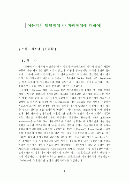 아동발달레포트-자폐아관련