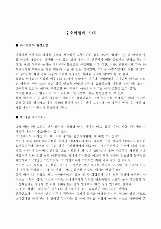 수소혁명의 시대