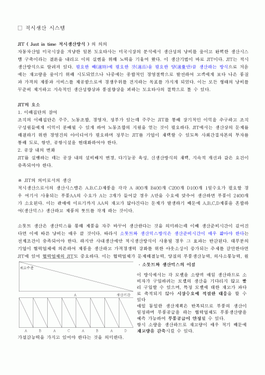 생산관리의 핵심 경쟁분야