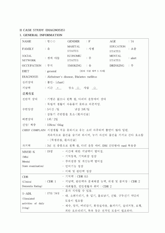 치매환자 보고서