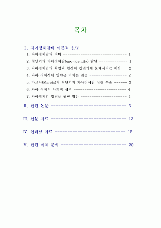 자아정체감 레포트 자료