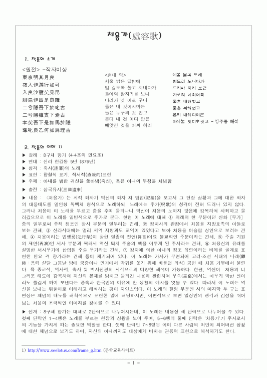 처용가에 대해서