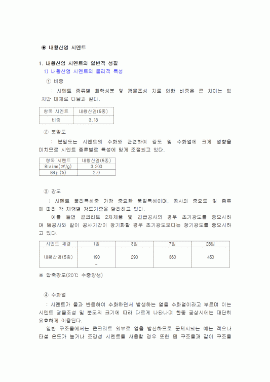 내황산염 시멘트