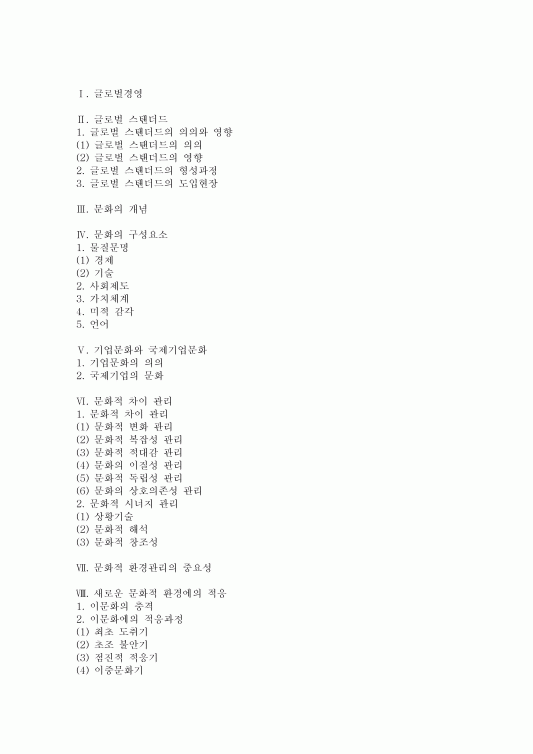 글로벌 경영의 확대와 이문화 극복방안