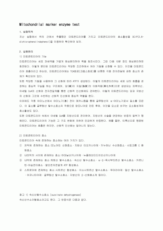 미토콘드리아 효소 테스트
