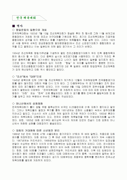 전국체육대회개최현황