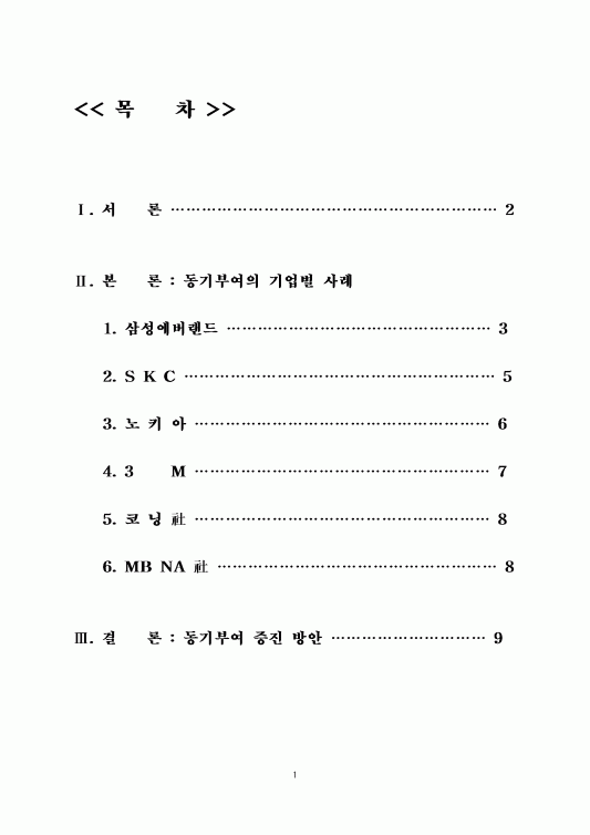 기업별 동기부여사례 및 동기부여 방안 연구