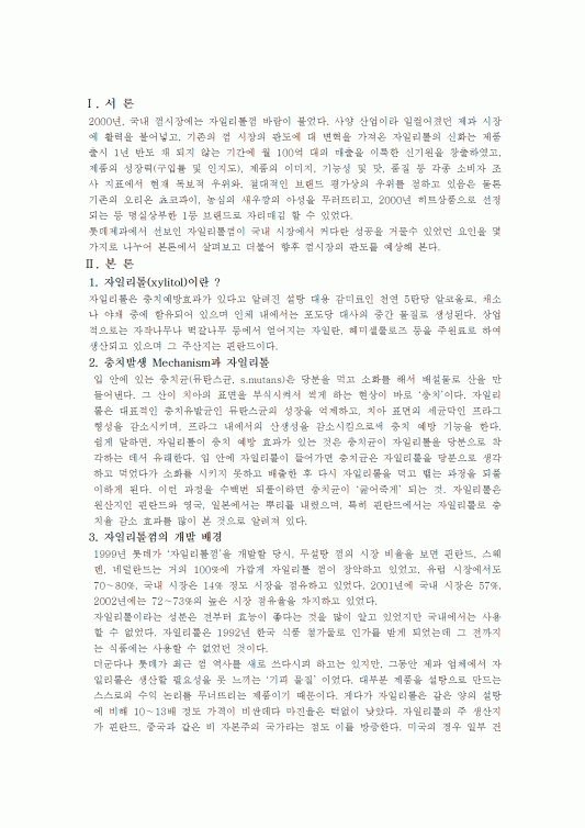 자일리톨의 마케팅 성공 사례 조사하기