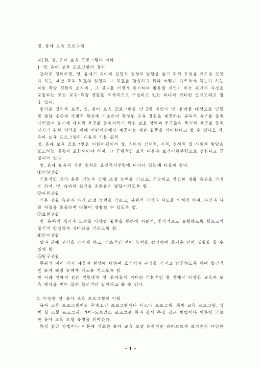 영. 유아 보육 프로그램