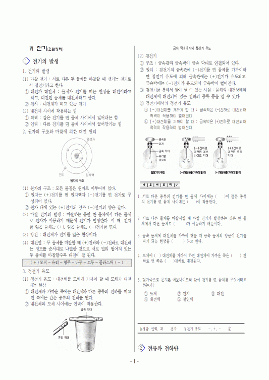 [과외]중학 과학 2-2학기 중간 전기