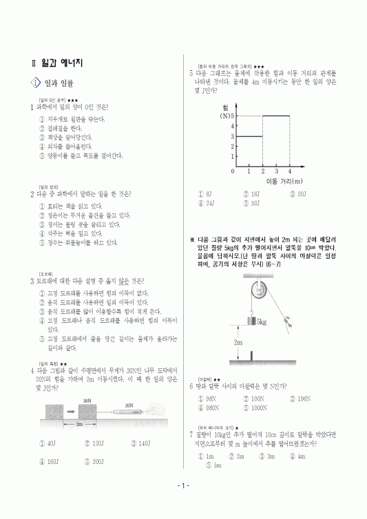 [과외]중학 과학 3-1학기 중간 03 일과 일률