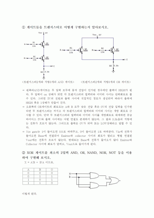 제 7장 (예비) 기본 논리 게이트 설계 실험