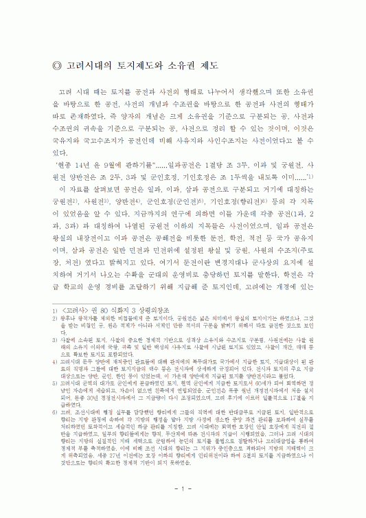 고려시대부터의 토지제도의 변화