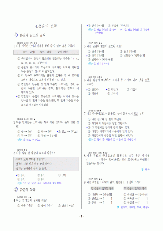 [과외]중학 국어 3-1학기 기말 4-6단원 생활국어 기출문제(교사용)