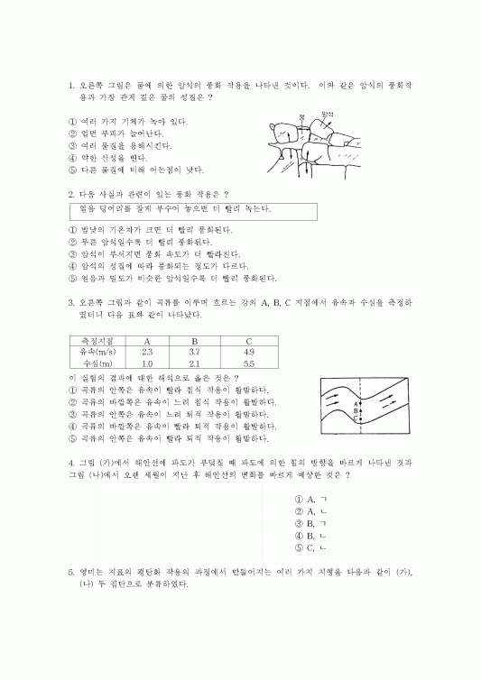 [과외]1.물상 지표의 변화와 지각 변동(기출)