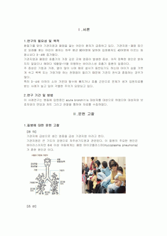 기관지염 문헌고찰 및 간호과정