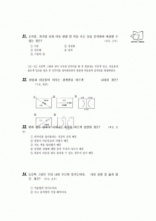 [과외]2.과학 물의순환과일기변화(핵심기출02)
