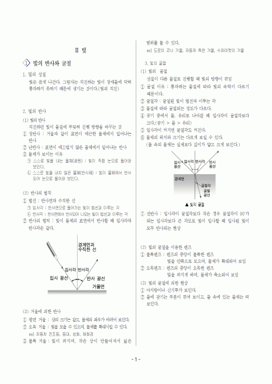 [과외]중학 과학 1-1학기 중간 02 빛(교사용)